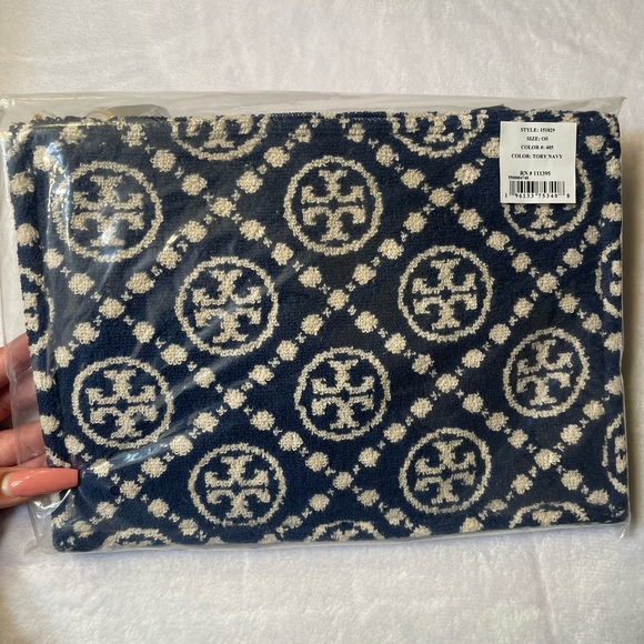 Tory Burch | Bags | Tory Burch T Monogram Terry Cloth Pouch | Poshmark